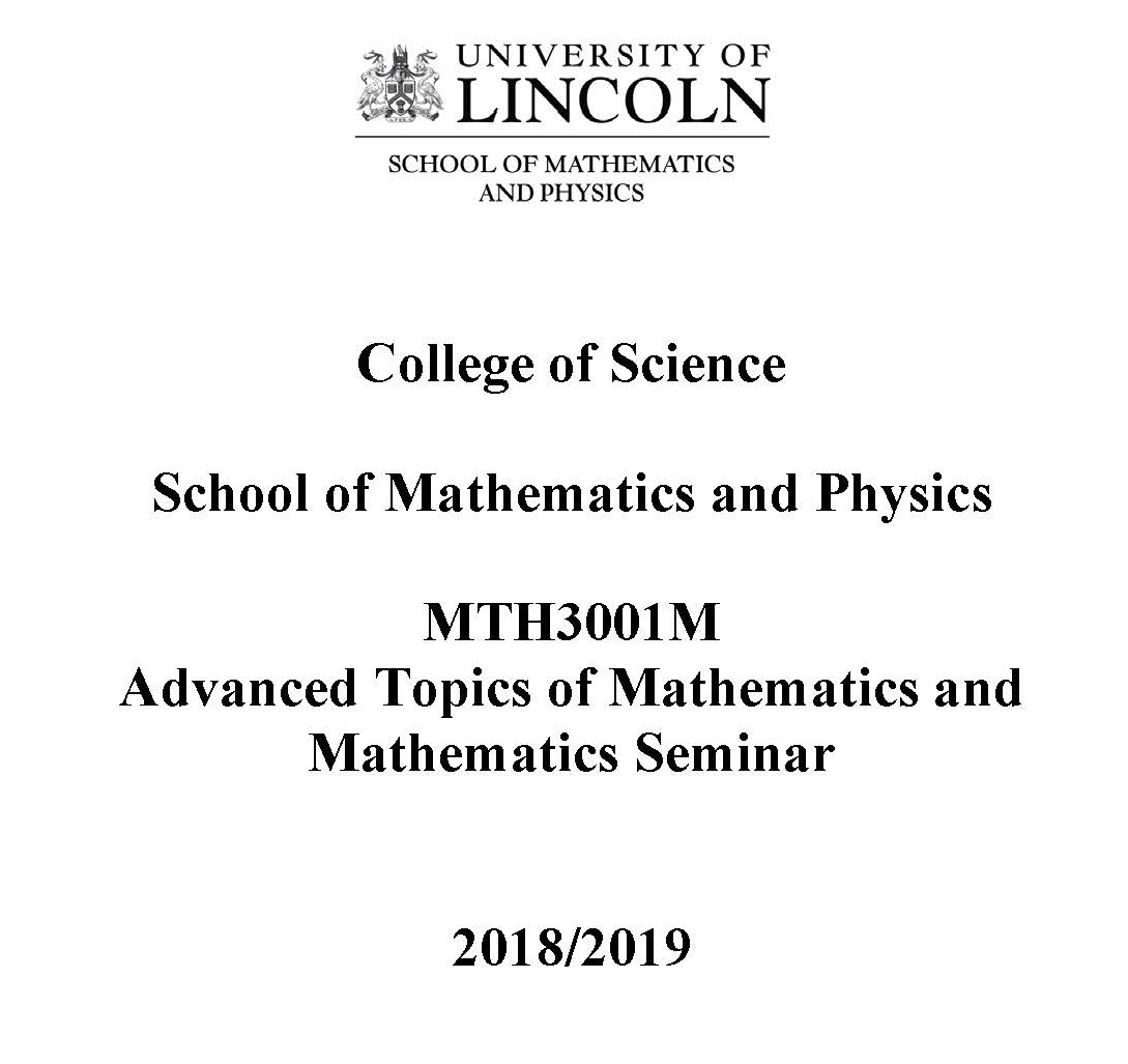 Upcoming Advanced Topics of Mathematics Seminars | Charlotte Scott ...